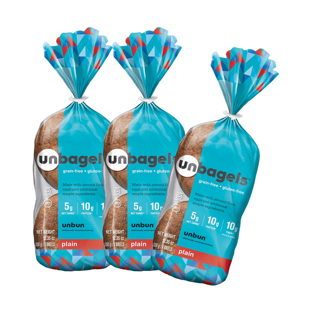 Unbun Plain Bagels - 3 Pack – Unbun Foods
