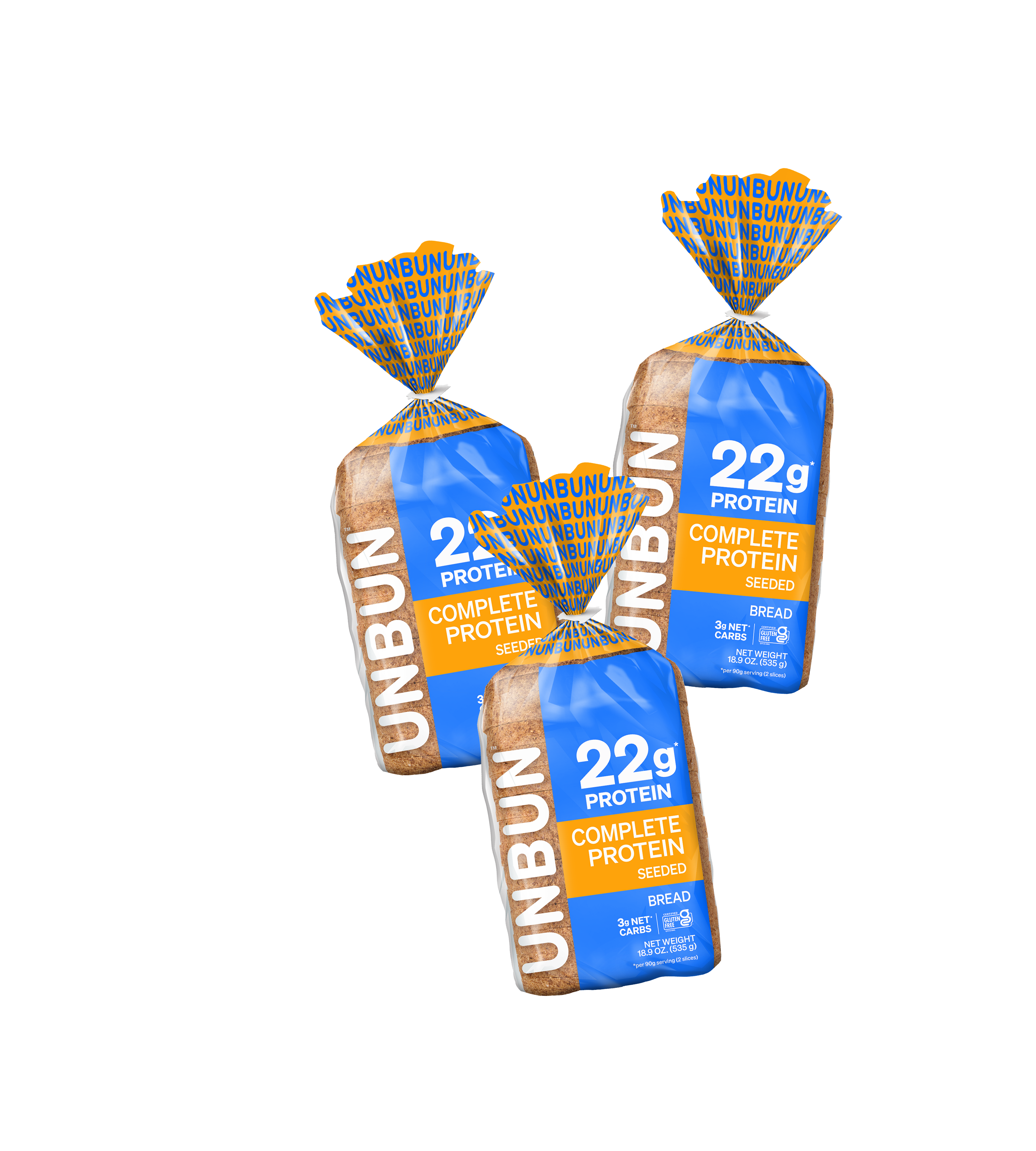 3-Pack Complete Protein Seeded Bread – Unbun Foods