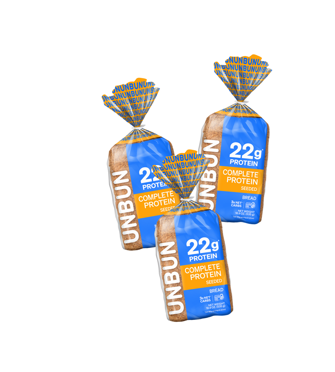 3-Pack Complete Protein Seeded Bread – Unbun Foods
